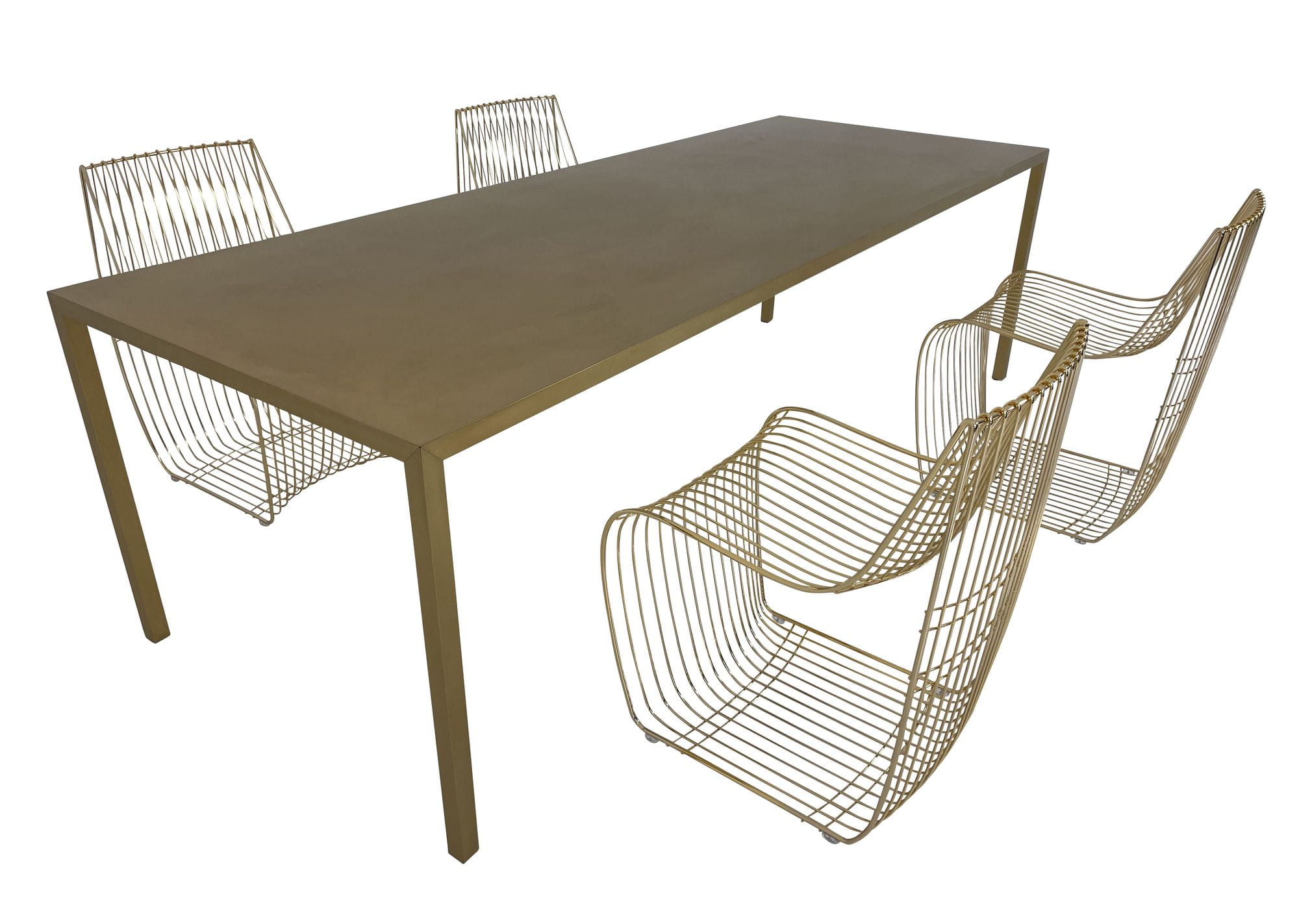 MDF Italia SIGN FILO Stühle Set in chrom gold mit TENSE Tisch Messing ...